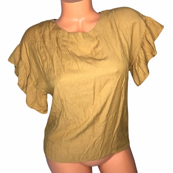 Mustard Seed | Tops | Mustard Seed Womens Mustard Yellow Flutter Sleeve ...